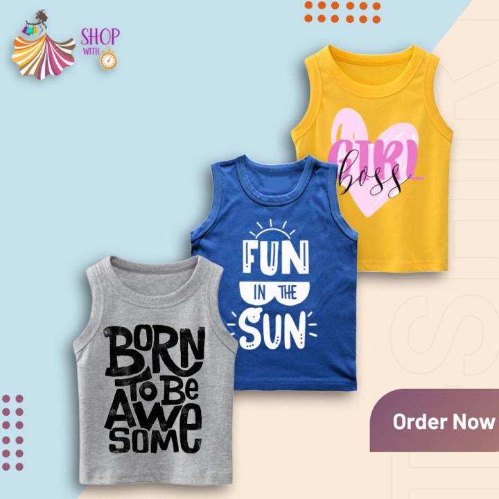 2 Summer Printed Sando Sleeveless T-shirt For Boys | Daraz.pk