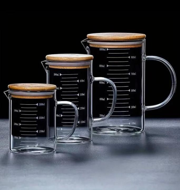 1pcs, Glass Measuring Cups Jugs With Lid, Measuring Pitcher Beaker ...