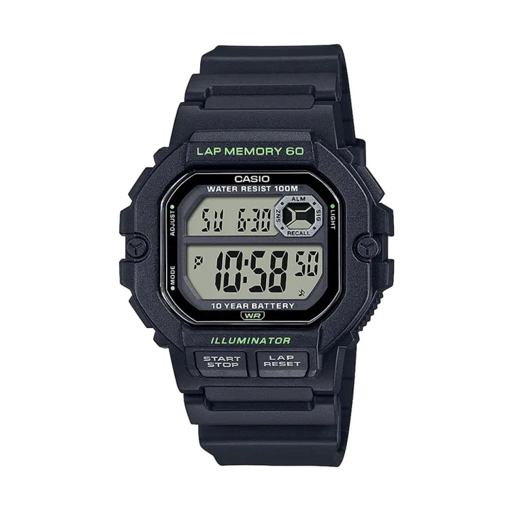 Casio General Illuminator Sports Mens Black Resin Digital Quartz Black ...