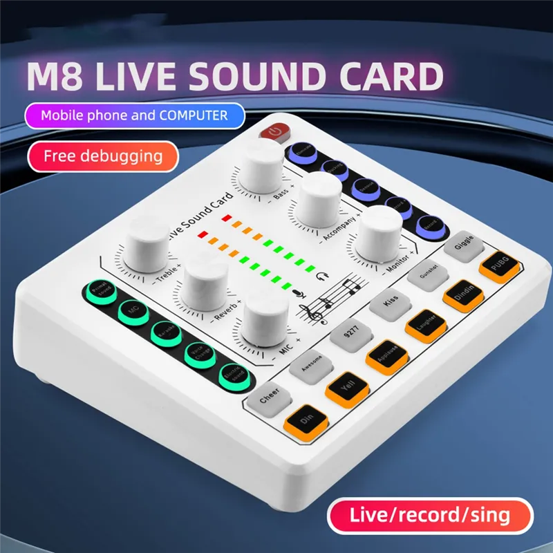 Live Sound Card Plastic Live Sound Card M8 Wireless Bluetooth Audio ...