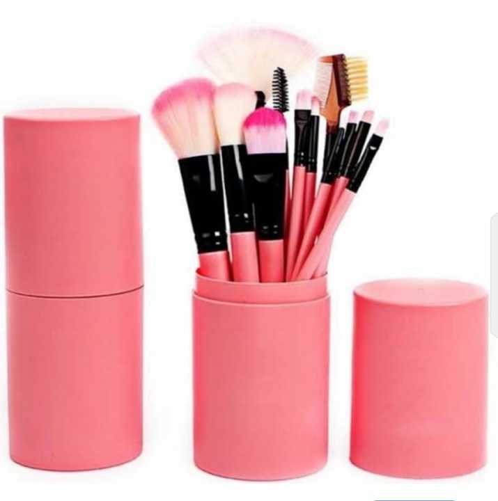12 Piece Synthetic Makeup Brush Set with Oval Foundation Brush ...