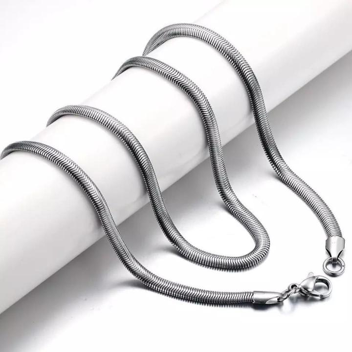 Silver Stainless Steel Snake Chain - Non-Fading, 22-Inch Necklace for ...