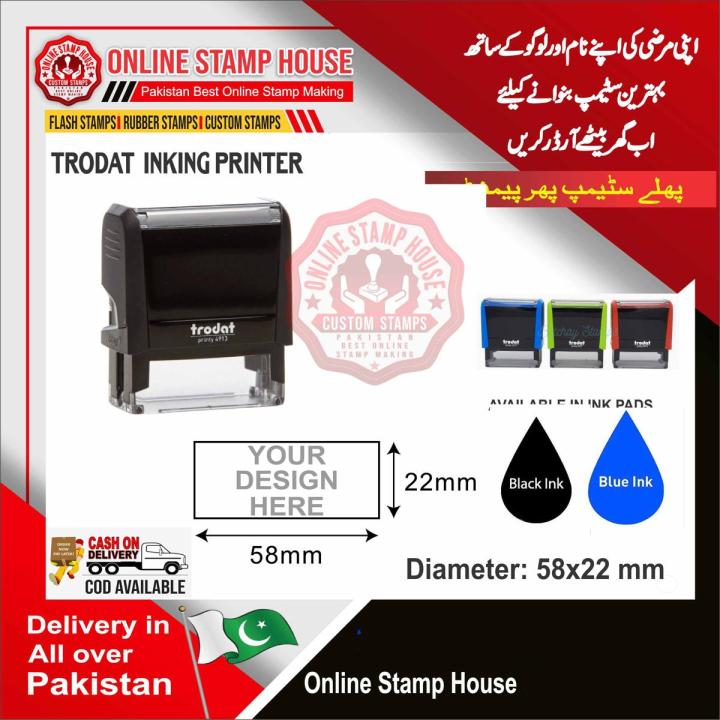 Big sizeTrodat 4913 Self inking Custom Rubber Stamp printy Using for paper and card | Daraz.pk