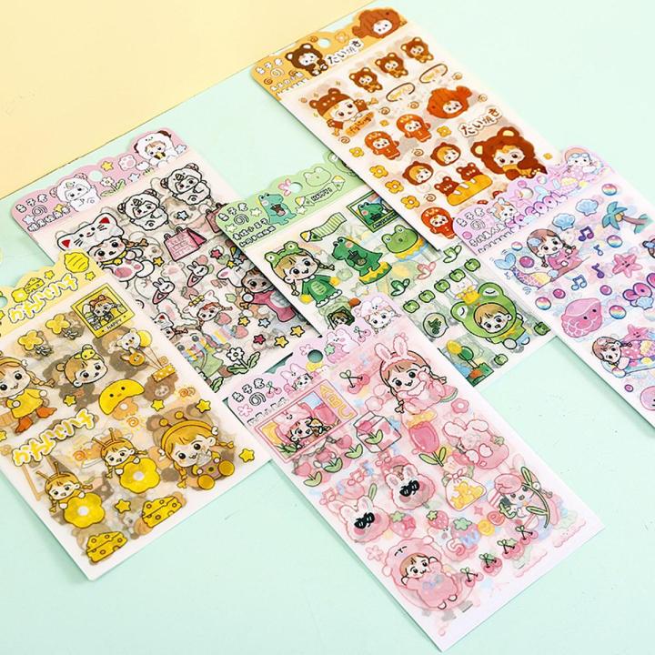 1 pack contains 4 sheets, cute stickers, cartoon style, material, PET ...