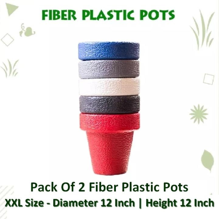 Pack Of 2 Fiber Plastic Pots For Plants - XXL Size Available - Colorful ...