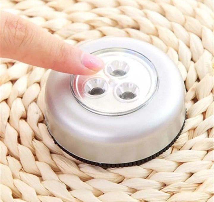 Mini Wireless 3 LED Light, Push Touch Lamp Kitchen Cabinet Closet Night ...