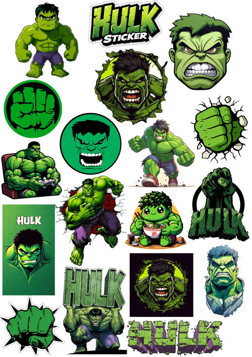Hulk Superhero Sticker Smash Punch and Angry Marvel Avenger Hulk ...