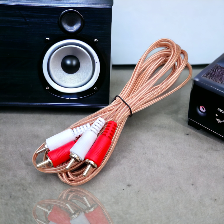 2.5 meter - RCA To RCA Two Male Audio Video AV Cable 2+2 | Daraz.pk