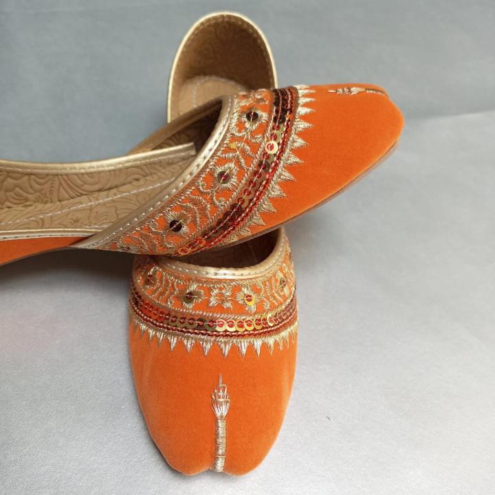 Orange Khussa Shoes for Women - Traditional Desi Khussa, Stylish ...