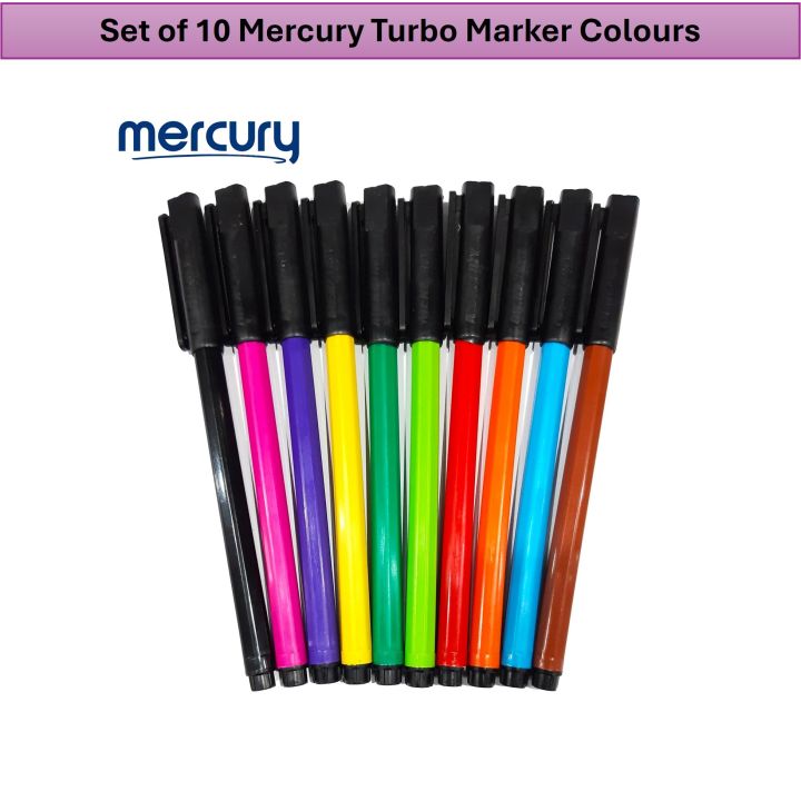 Set of 10 Mercury Turbo Marker Colours | Vibrant and Long-Lasting Color ...