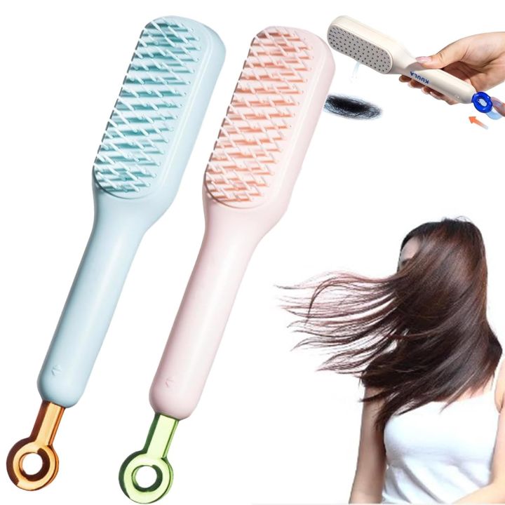 Self-Cleaning Anti-Static Massage Comb,Retractable Comb,Soft Hairbrush ...