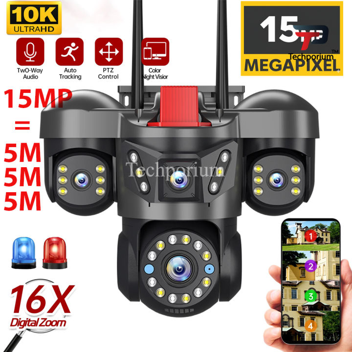 15MP (5+5+5) 3 Lens WIFI 6K Ultra HD CCTV Camera PTZ Security Network ...