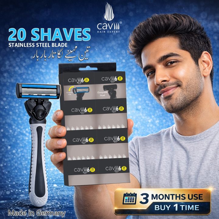 Caviii 6-Blade 20 Shaves Stainless steel Premium quality Made in ...