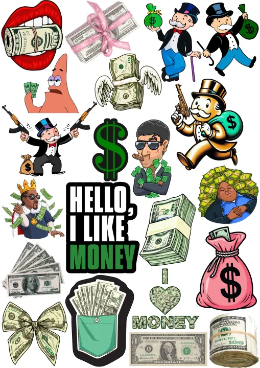 Money stickers cash decals Laptop & mobile Back Cover Sticker hustle ...
