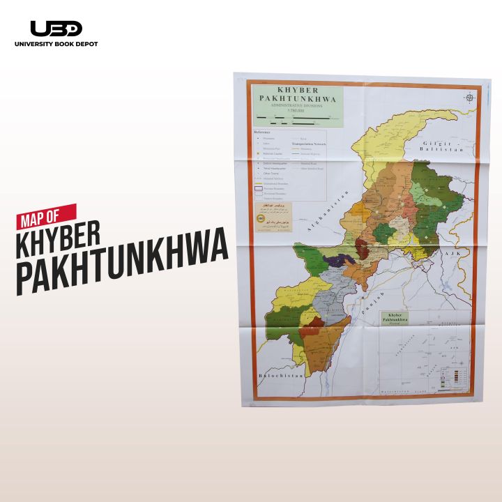 Khyber Pakhtunkhwa Map for Wall | KPK Map wall poster In English | HD ...