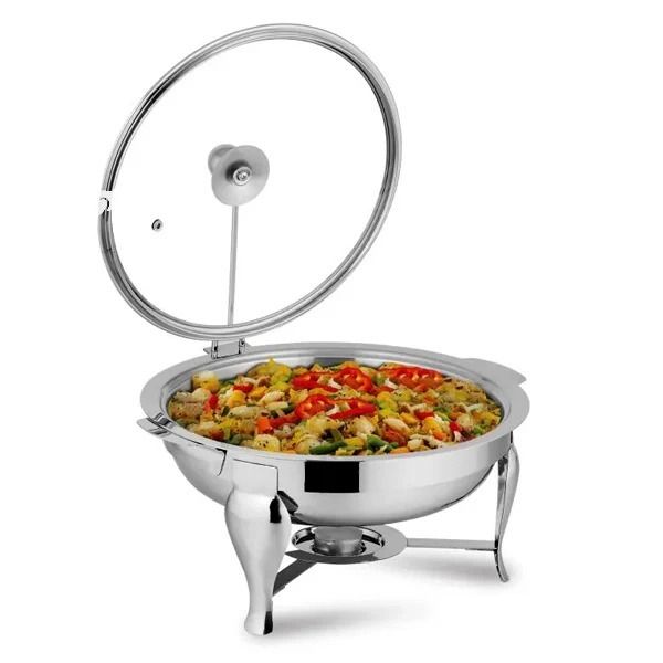 Alpha Stainless Steel Chafing Dish - Round Buffet Serving Pot & Food ...