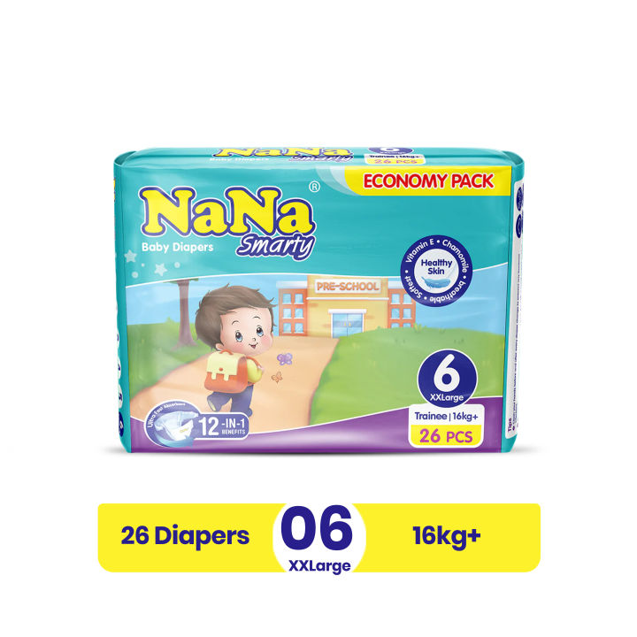 NaNa Smarty Diapers - Economy Pack - XXL Size 6 - 26 Pcs - 16kg Plus ...