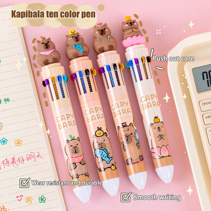 Cartoon Capybara 10-Color Ballpoint Pen Cute 0.5mm Colorful Ink Gel Pen ...