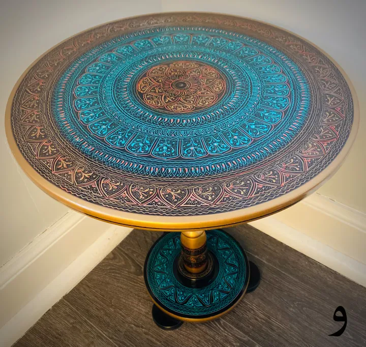 Handcrafted Naqashi Art Wooden Round Coffee Table 16" & 18" – Elegant ...