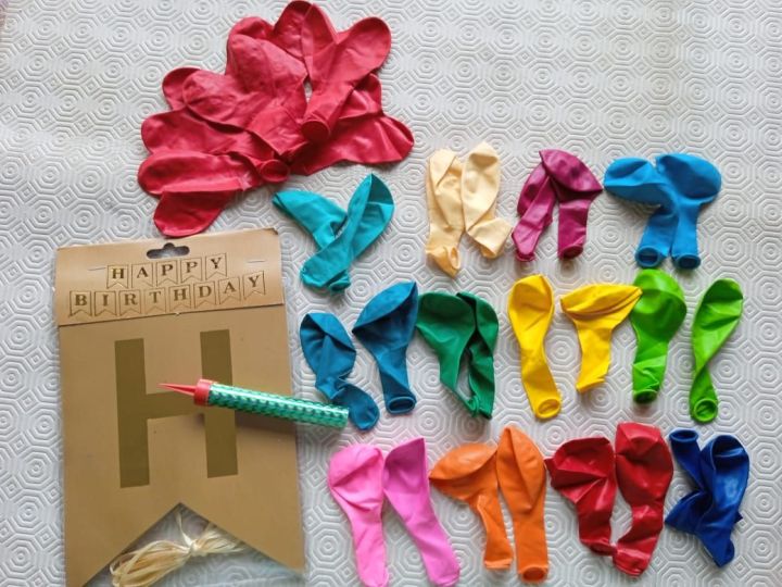 Happy Birthday Decoration package of HBD Banner, 24 normal balloon, 6 ...