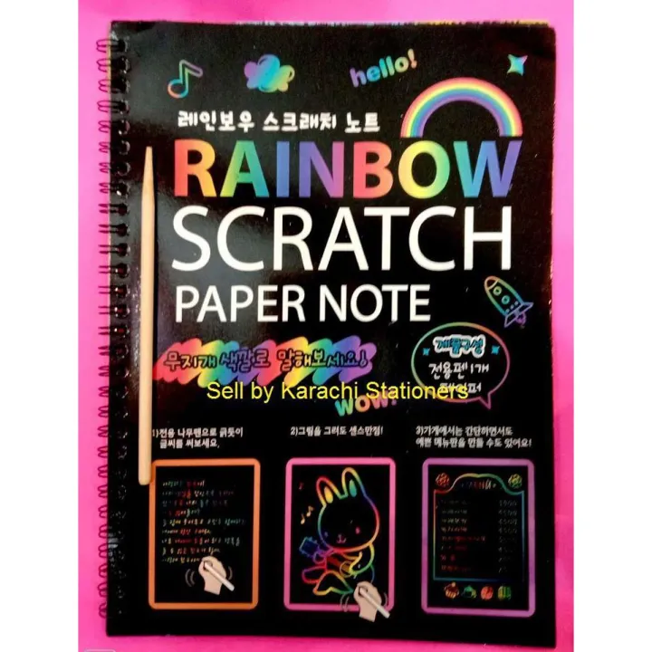 Large SCRATCH NOTE PAD Scratch book with wooden stick scratch notepad ...