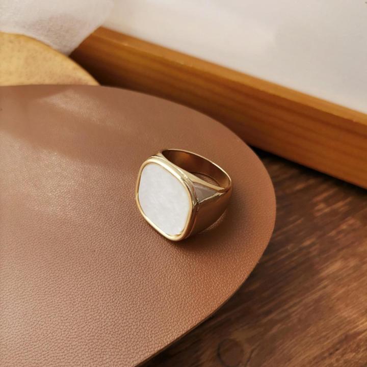 Retro Large Marble Rings Creative Simple Square Rings Female | Daraz.pk
