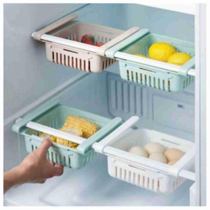 Adjustable Fridge Storage Basket Expandable Fridge Storage Rack Plastic ...