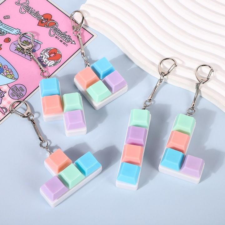 Relaxing 4 Keys Fidget Keychain Keycap Stress Relief Finger Keyboard ...