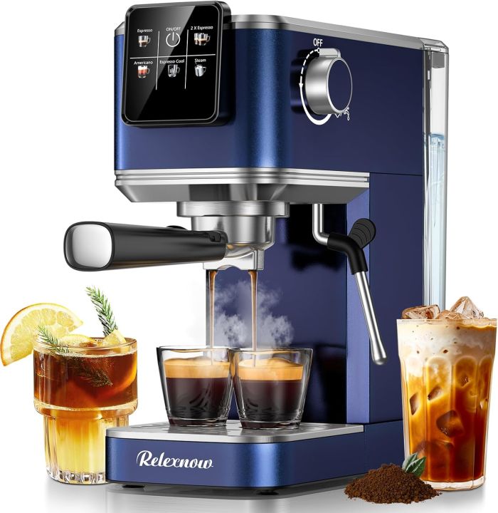 Espresso Machine, 20 Bar Espresso Maker Milk Frother & LCD Panel, Hot ...