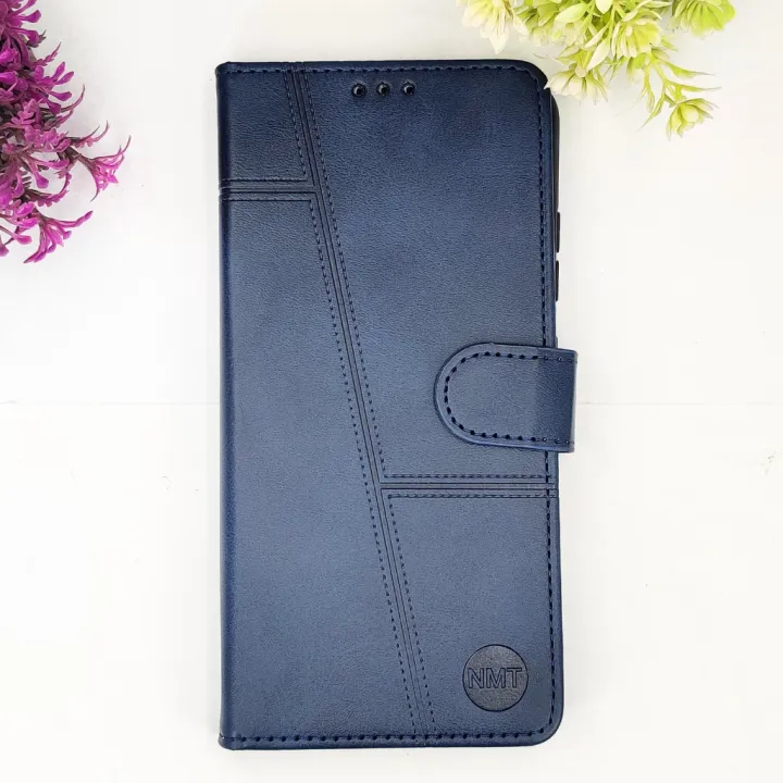 Samsung A12 NMT Premium Luxuary Leather Book Case (Navy Blue) | Daraz.pk