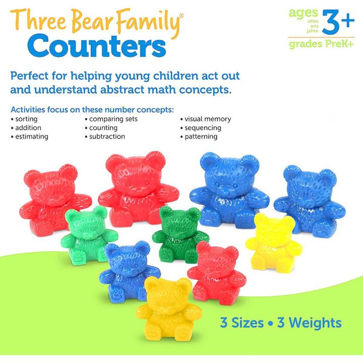 THREE BEAR FAMILY BASIC SET 80 With Tweezer, Counting, Color & Sorting ...