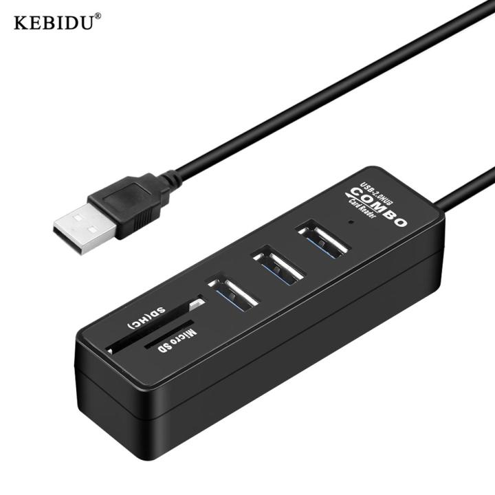 Kebidu 2 in 1 USB Hub Combo - 3 USB 2.0 Ports + 2 SD/TF Card Reader ...