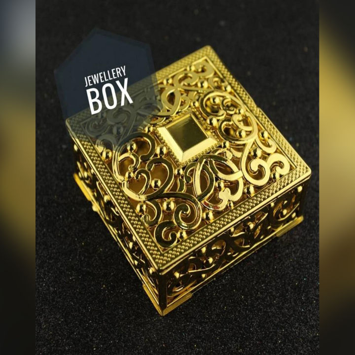 Jewelry Box Antique Square Shape Antique Style Golden Jewellery Box ...