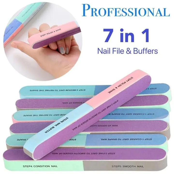 Nail Polishing File Block Manicure Set Kit Professional Nail Buffer 7 ...