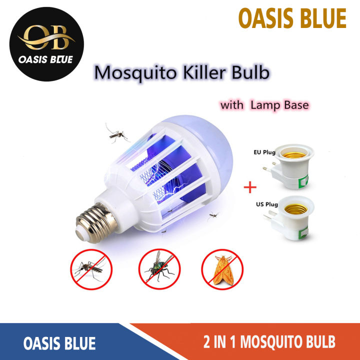 OASIS BLUE 2 in 1 Insect Killer LED Light Bulb Electronic Mosquito Bug Fly Zapper Lamp Built In ...