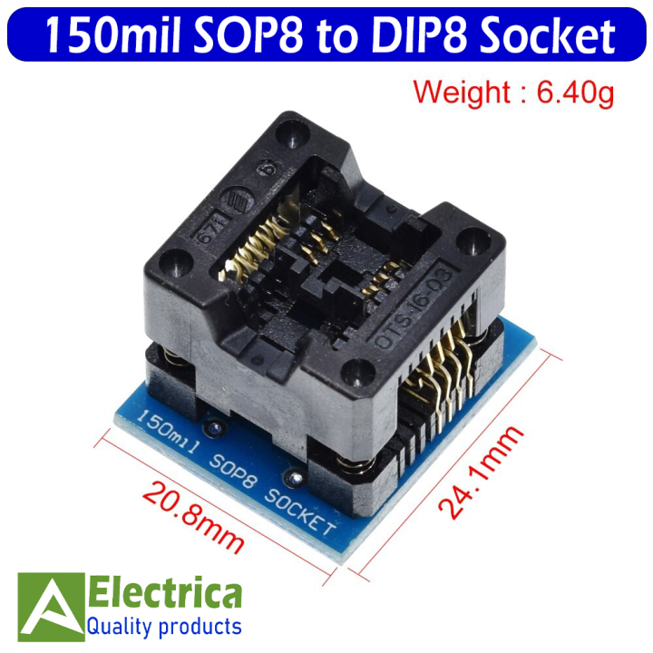 150mil SOP8 to Dip8 Socket Adapter Converter Module 150mil Socket for CH341A Programmer By ...