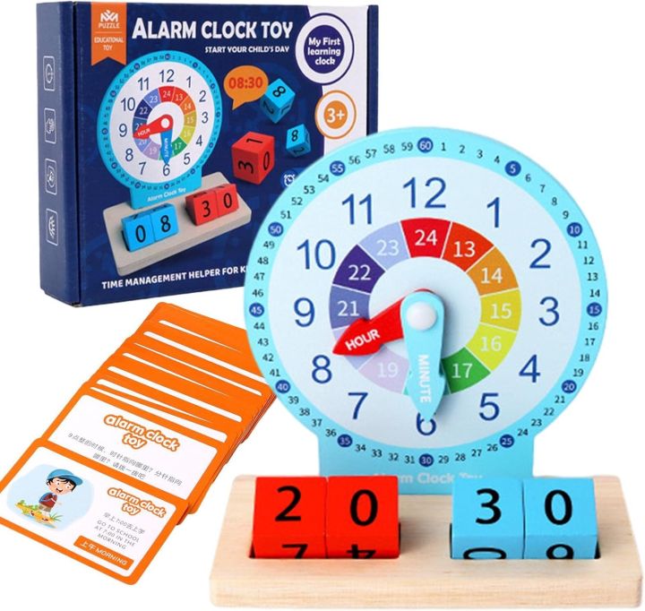 Wooden Kids Time Teaching Clock Set with Moveable Hands, 40 Activity ...