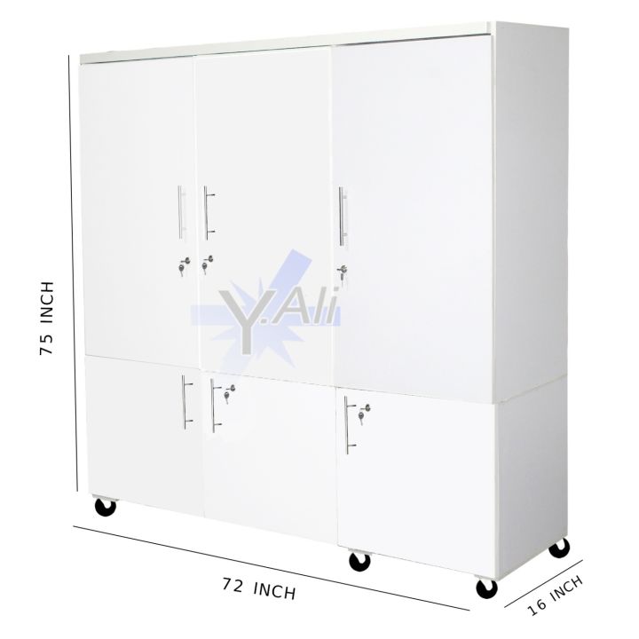 White 6x6 Feet 16 Inch Large Wooden Sheet Six doors Folding Wardrobe in ...