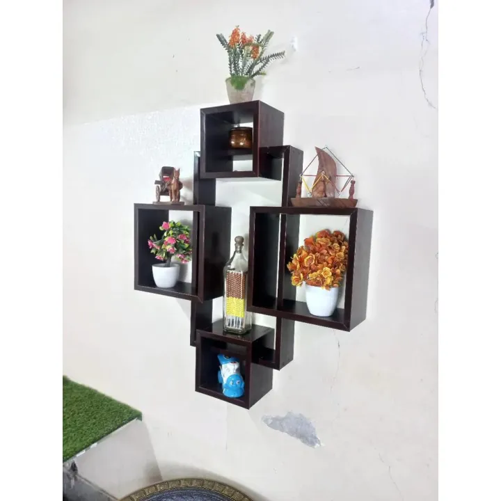 SET OF 5 CUBE INTERSECTING SHELVES - CONTEMPORARY WALL ART DÉCOR (WS ...