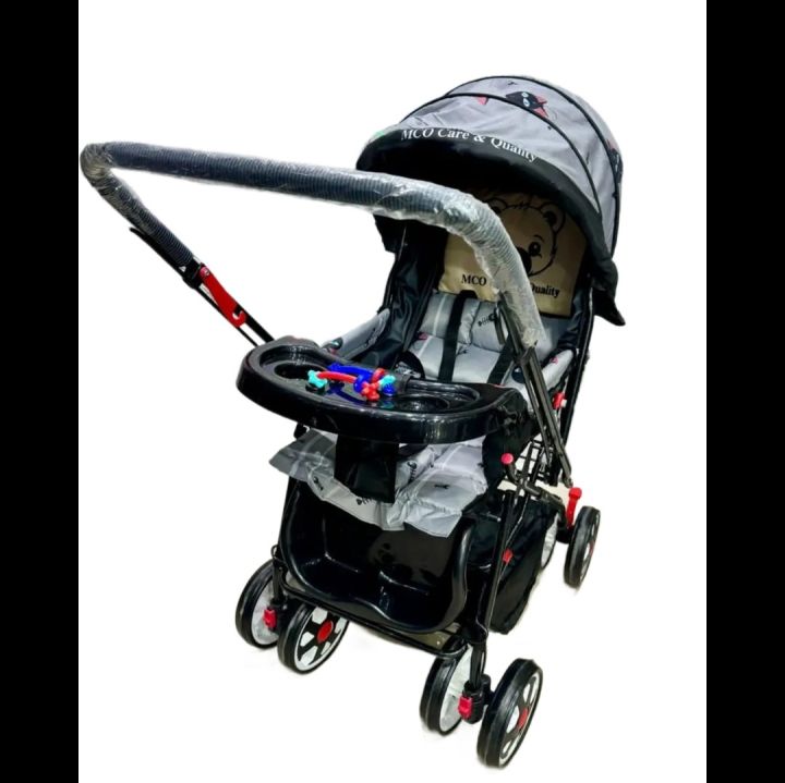 2 in 1 Handle 8 Big Wheels Pram For Kids Suitable For Newborn to 5 ...