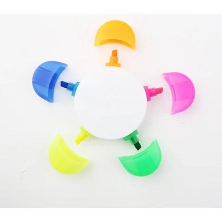 Multi Color Highlighter in 5 Colors in 1 Highlighter Marker Round ...