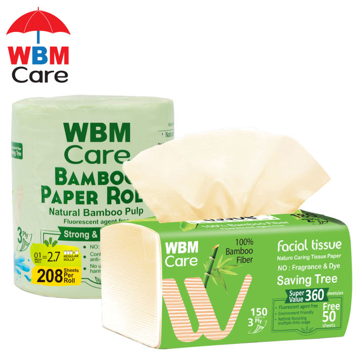 (Pack of 2) WBM Bamboo Tissue Set | Bamboo Tissue Paper & Bamboo Tissue ...