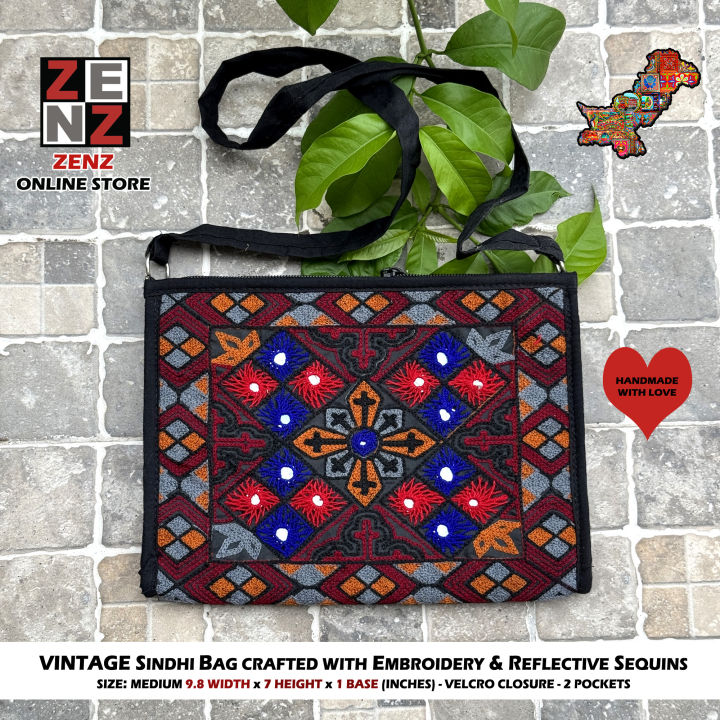 ZENZ Pakistani Traditional Sindhi Embroidery Hand Made Bag Purse Clutch ...