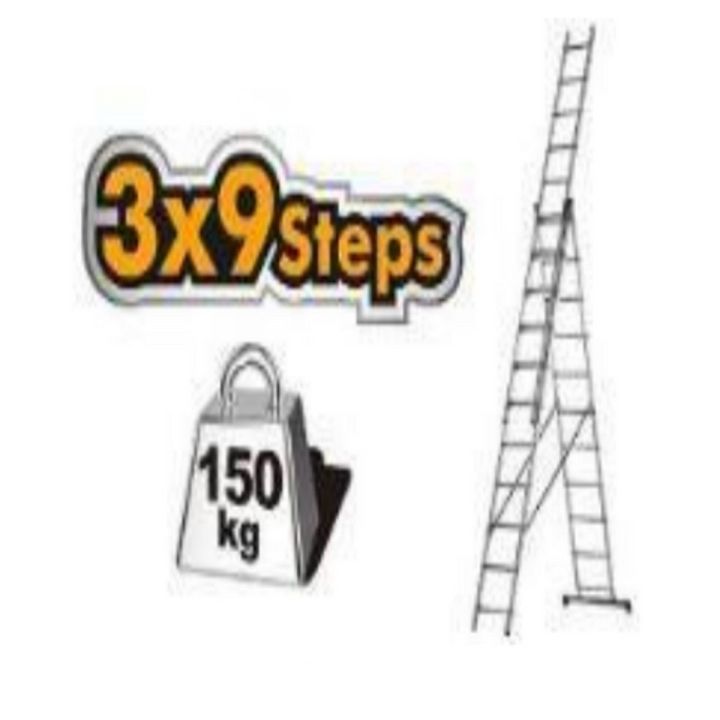 Ingco 3 Section 9 Steps Extension Aluminum Ladder | Daraz.pk