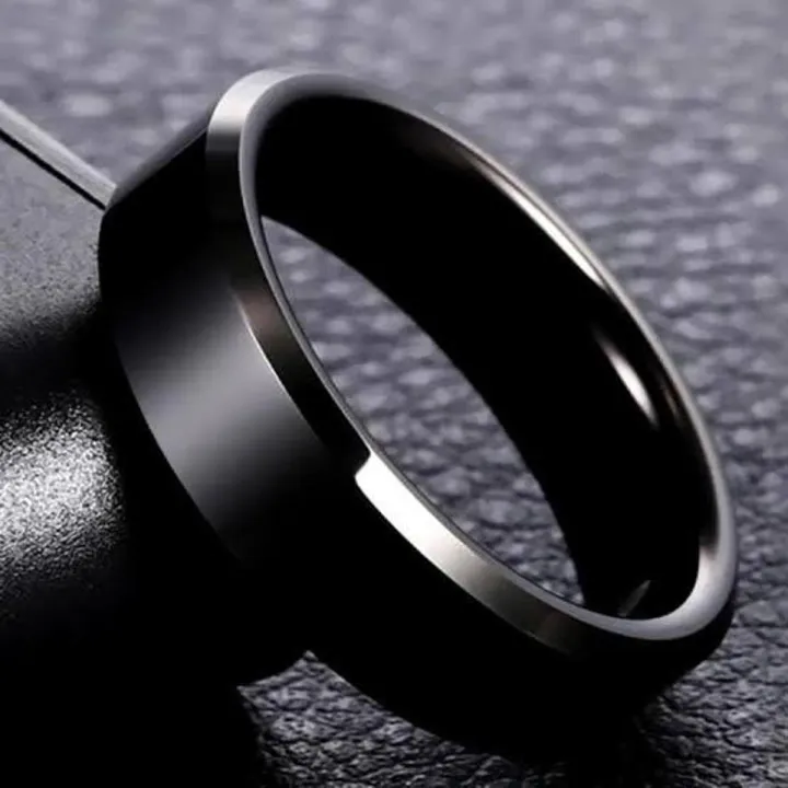 Black Titanium Men Ring For Boys pack of 2 - Never Fade Never Scratch ...