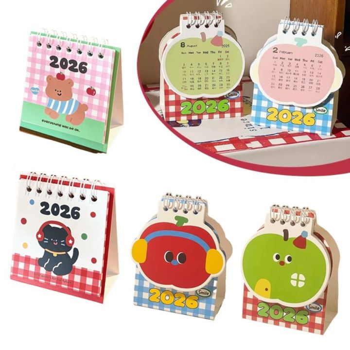 Cute Mini 2026 Desk Calendar Cartoon Portable Desktop Calendar Coil ...