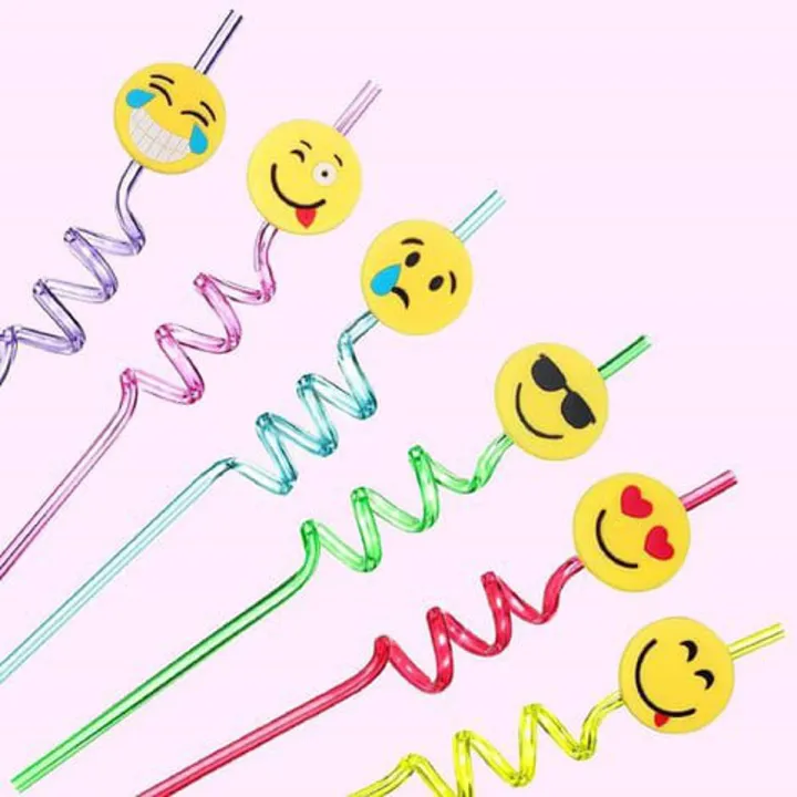 Spirals Kids Straw With Cute Emoji And Icream (4pcs) | Daraz.pk