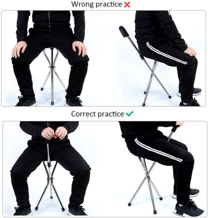 Tripod Folding Lightweight Cane Seat, Stainless Steel Portable Walking ...