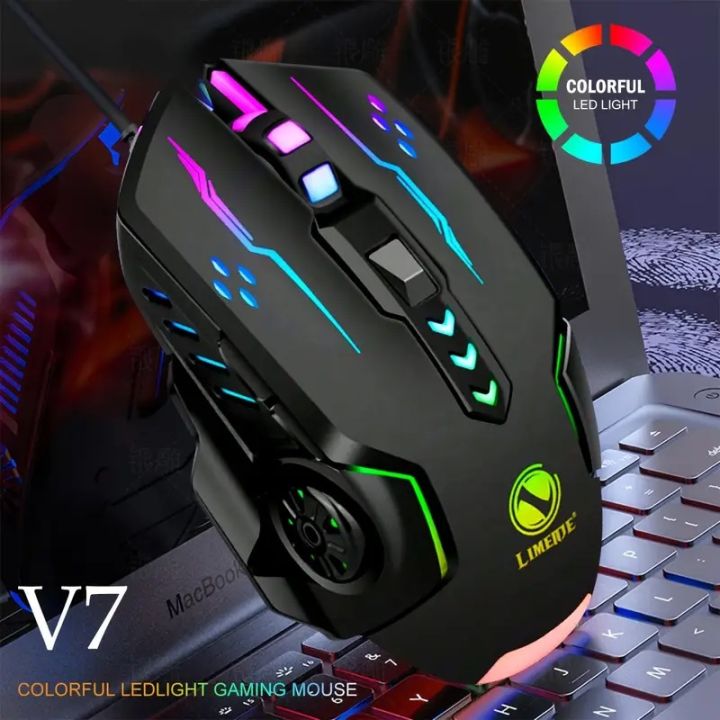V7 Mechanical Gaming Mouse with LED Lights, Wired Notebook Mouse for ...