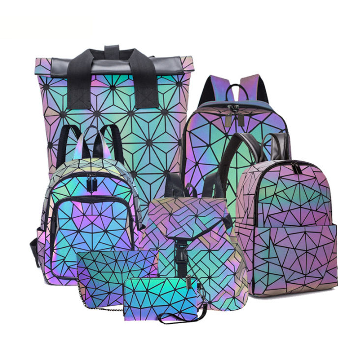 New Luxury Backpack Women Bags Designer Geometric Luminous Backpacks ...